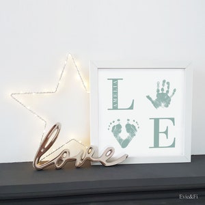Love print design with hand and footprints personalised baby | Etsy