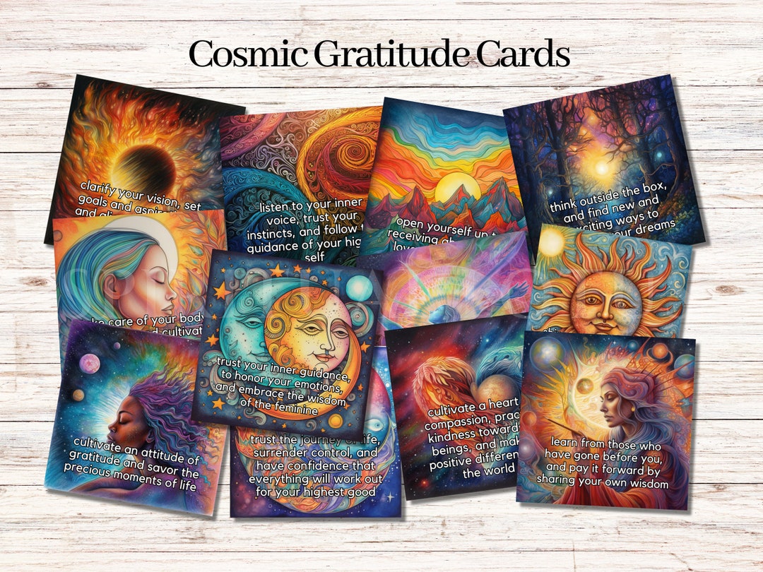 Cosmic Printable Gratitude Cards 30 Card Deck Daily Cosmic Gratitude ...