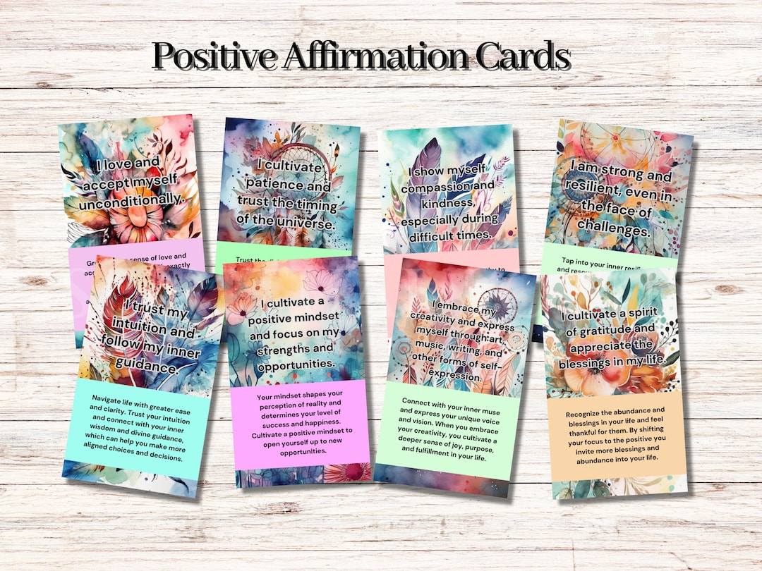 Printable Positive Affirmations Card Deck 30 Instant Download Positive ...