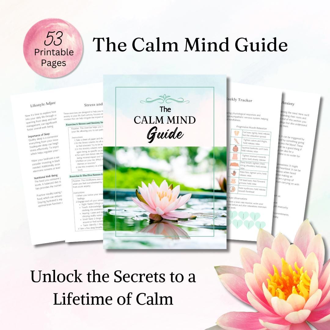 Calm Mind Guide: Daily Calming Worksheets (53-page Printable Workbook ...