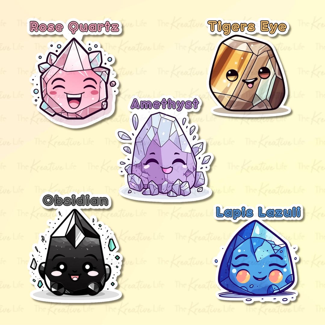 Printable Crystal Stickers Cute Digital Crystal Stickers Kawaii Crystal ...