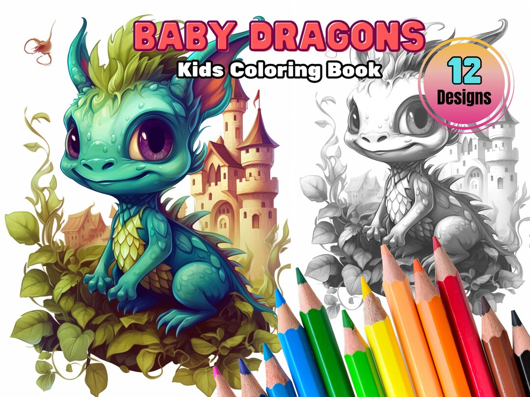 Baby Dragon Coloring Pages Cute Dragon Printable Coloring Book - Etsy