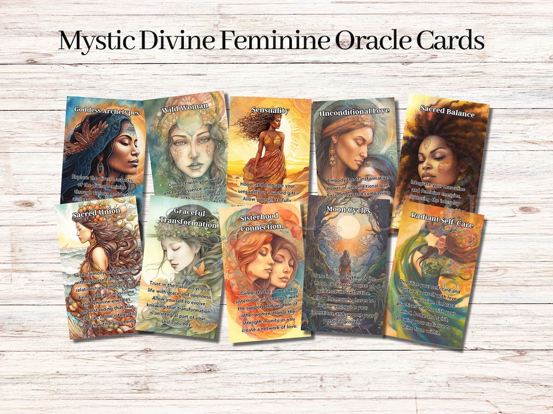 Mystic Divine Feminine Oracle Cards Deck Printable Messages ...