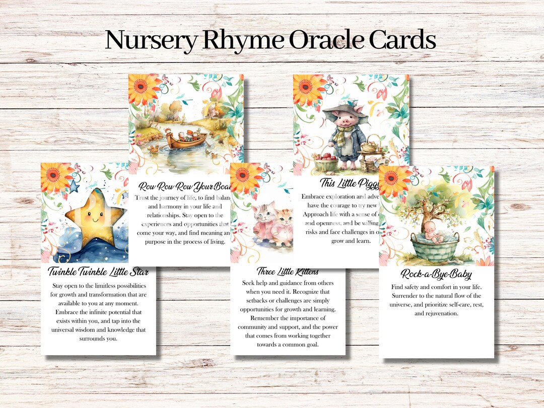 Nursery Rhyme Oracle Card Deck Printable Oracle Cards for Kids 20 ...