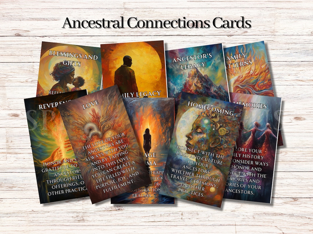 30 Ancestral Connections Oracle Cards Deck Printable Messages From Ancestors Generational