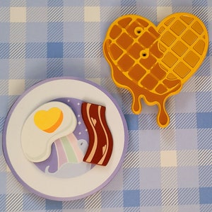 Heart Waffle & Pancake Enamel Pin: Syrup, Glitter Butter Topping - Etsy