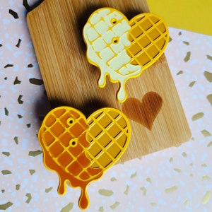 Heart Waffle & Pancake Enamel Pin: Syrup, Glitter Butter Topping - Etsy