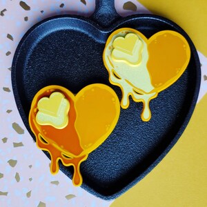 Heart Waffle & Pancake Enamel Pin: Syrup, Glitter Butter Topping - Etsy