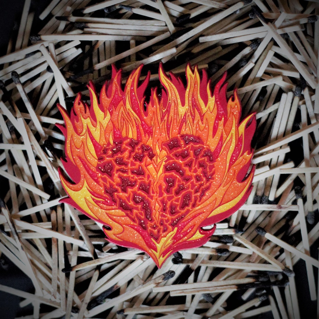 Heart of Inordinate Heat Pins (aesthetic Big Cool Anime Promare Heart ...