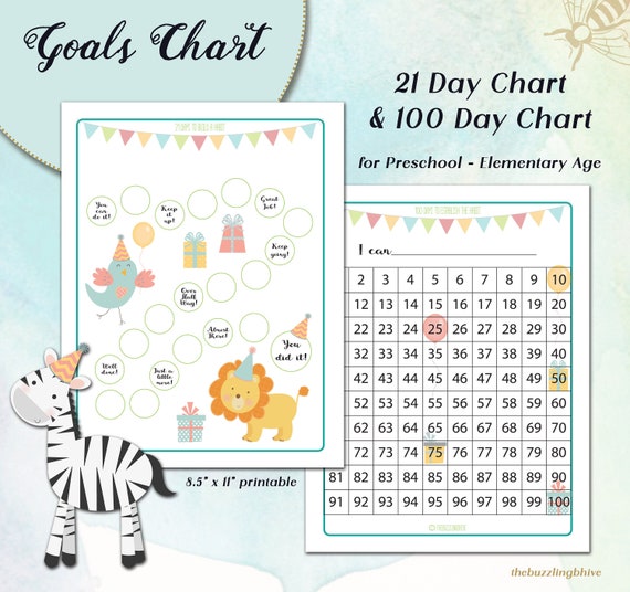 Goal Charts for Preschoolers Kindergarten & Elementary | Etsy