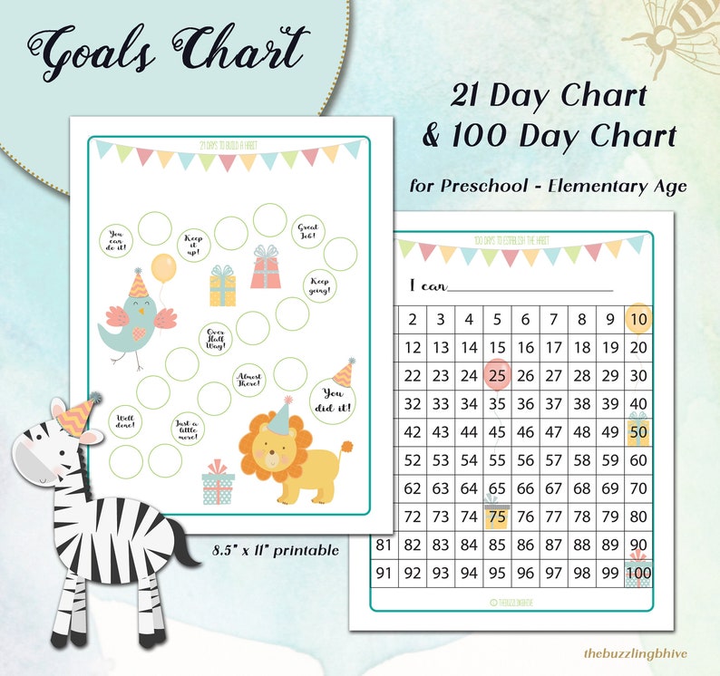 Goal Charts for Preschoolers, Kindergarten & Elementary - Etsy