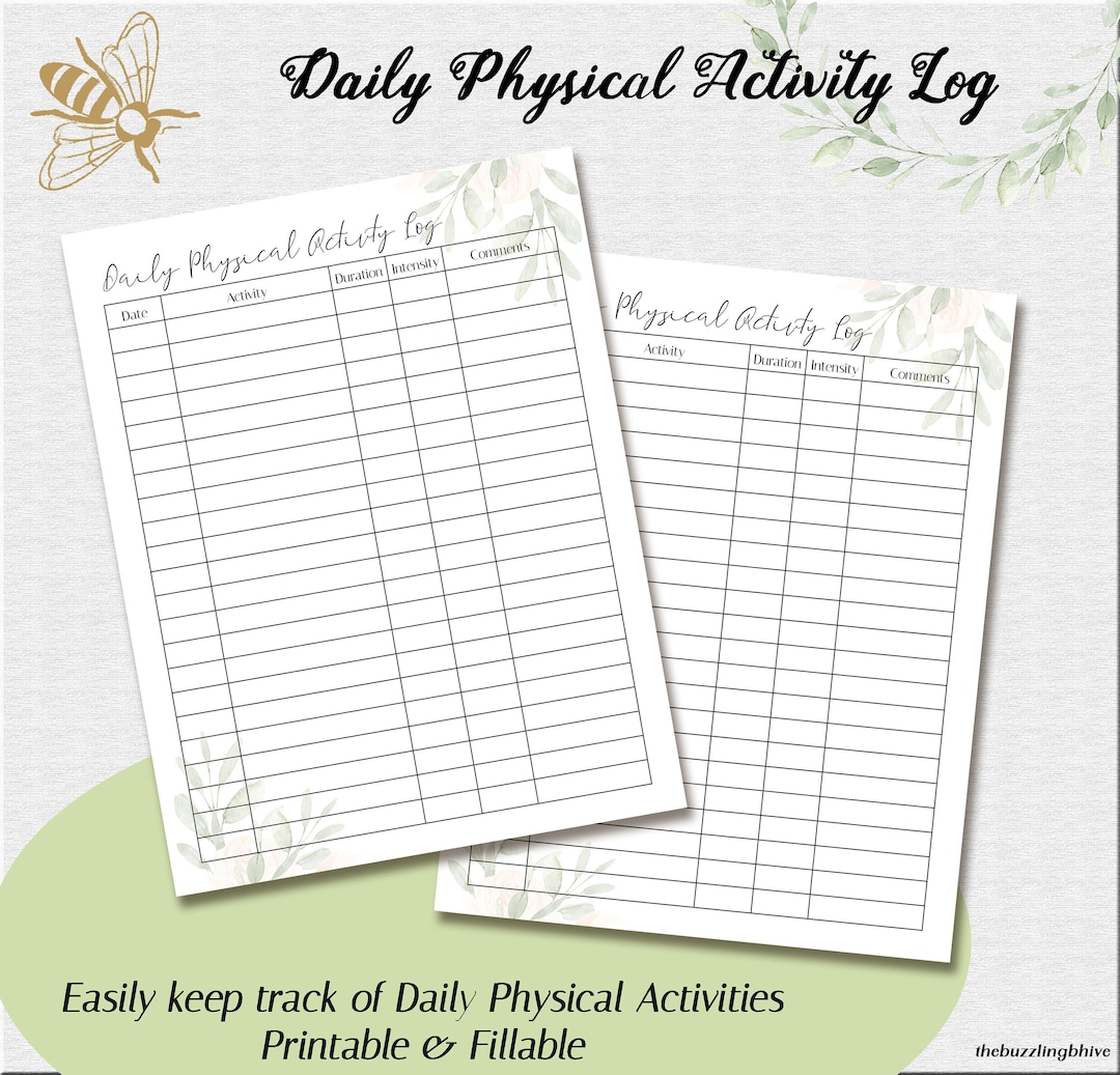 DPA (daily Physical Activity) Log *fillable* - Etsy