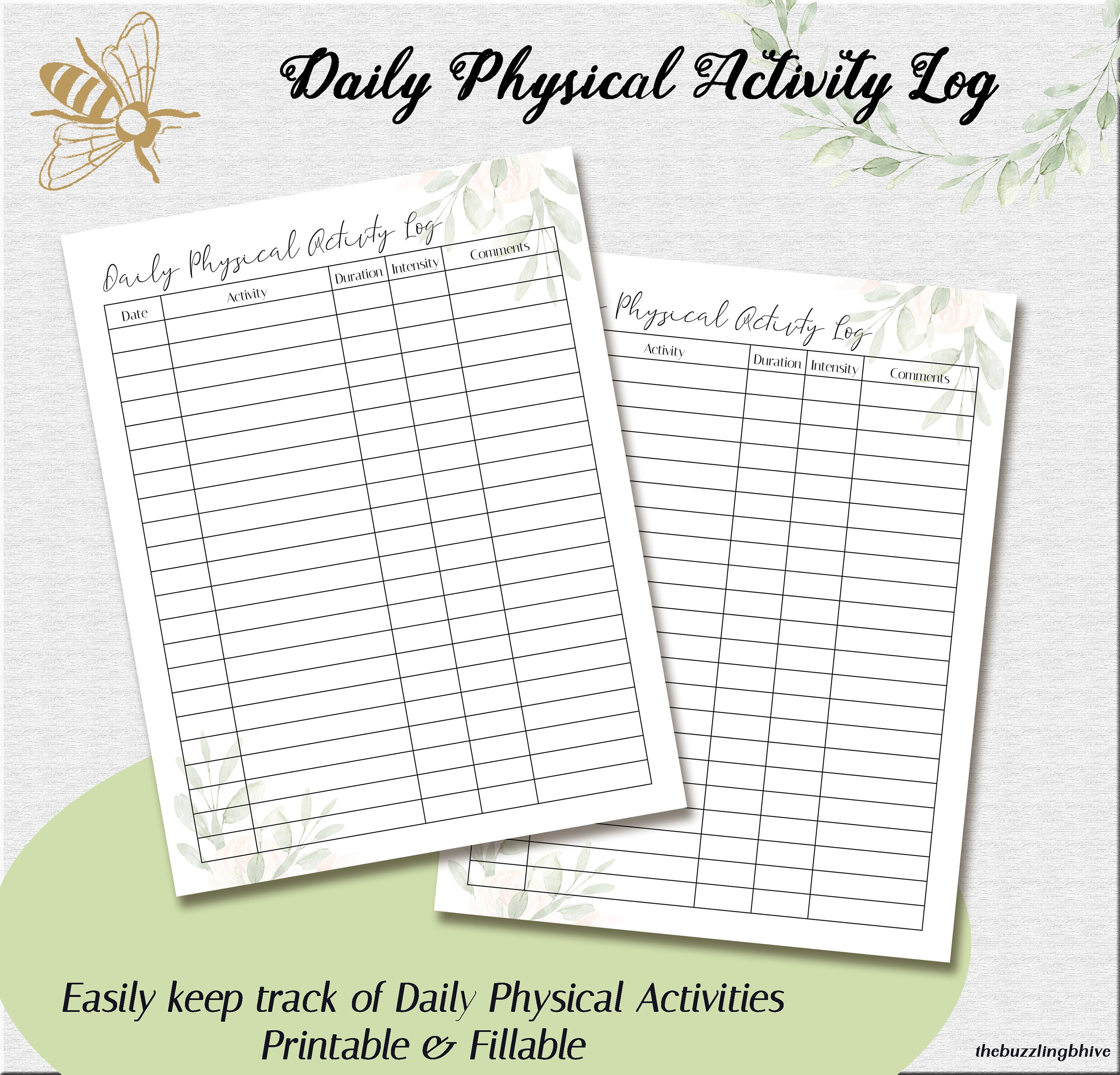 DPA daily Physical Activity Log fillable - Etsy Israel