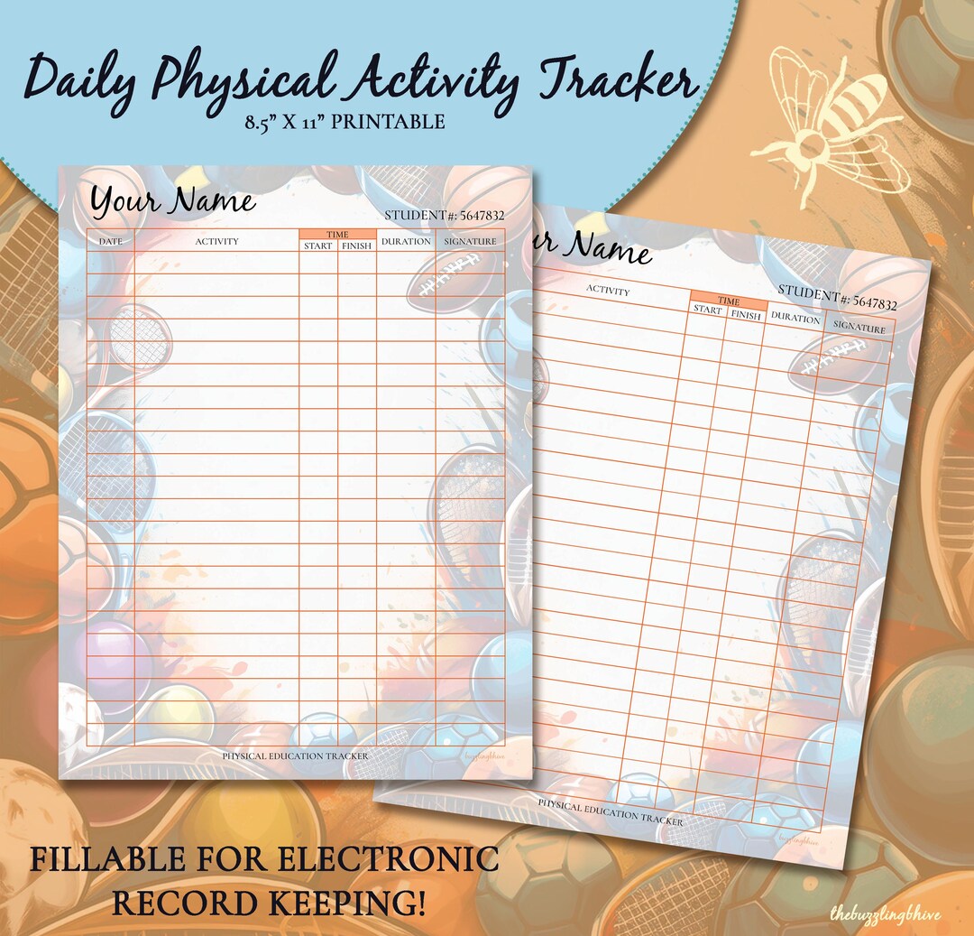 DPA (daily Physical Activity) Log *fillable* - Personalize With Name ...