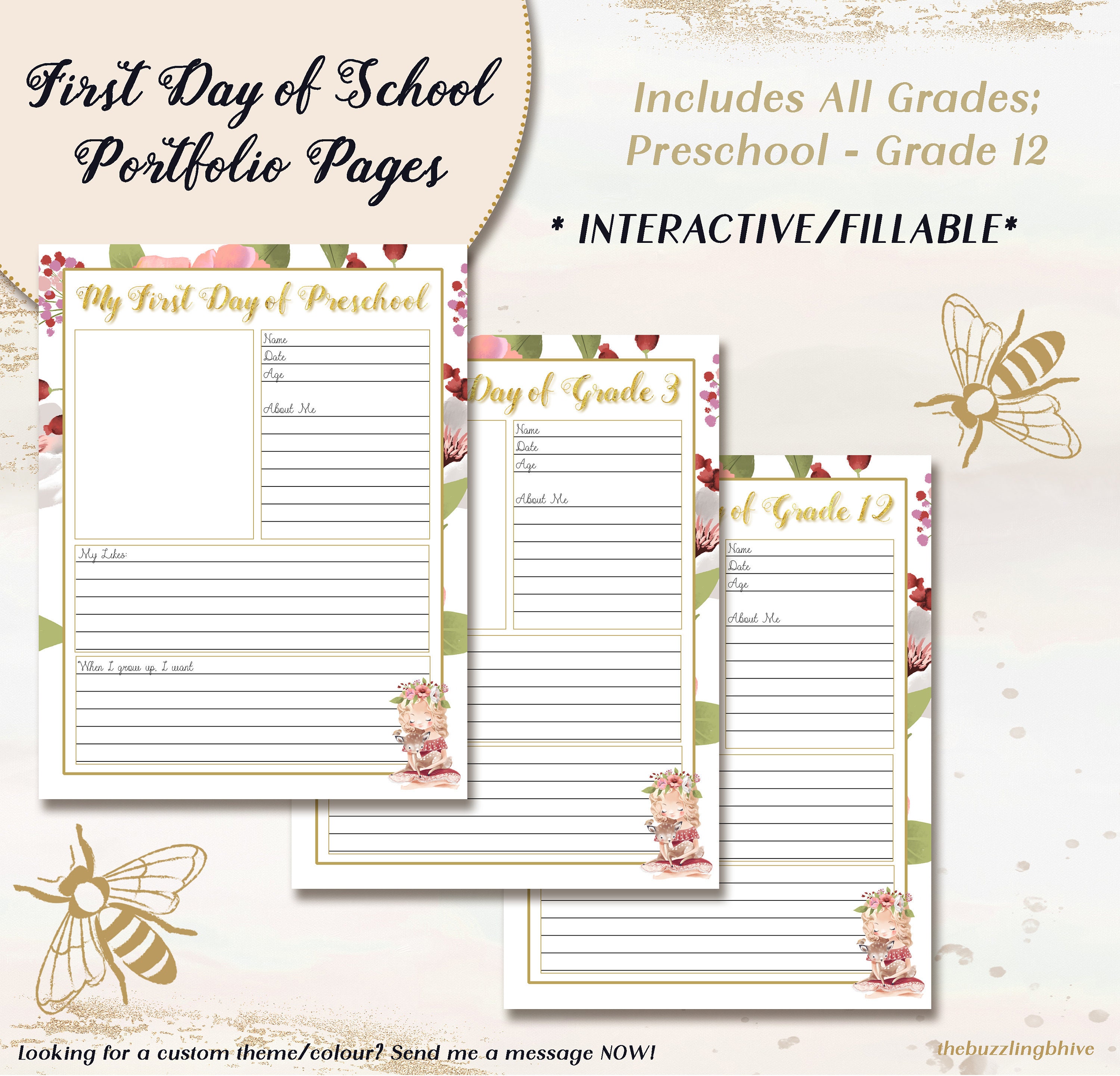 First Day of School Portfolio Page * Editable *preschool-grade 12 - Etsy