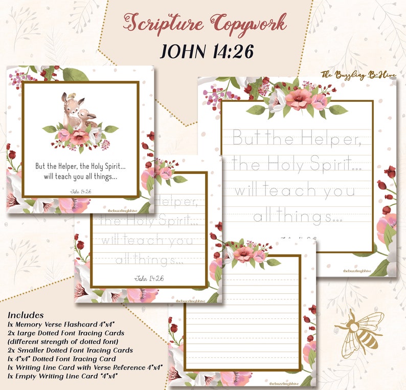 Scripture Copywork Kindergarten John 14:26 More Than Words - Etsy Hong Kong