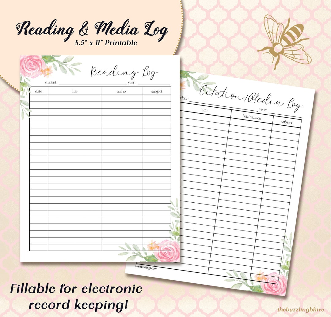 Reading & Media/citation Log fillable - Etsy