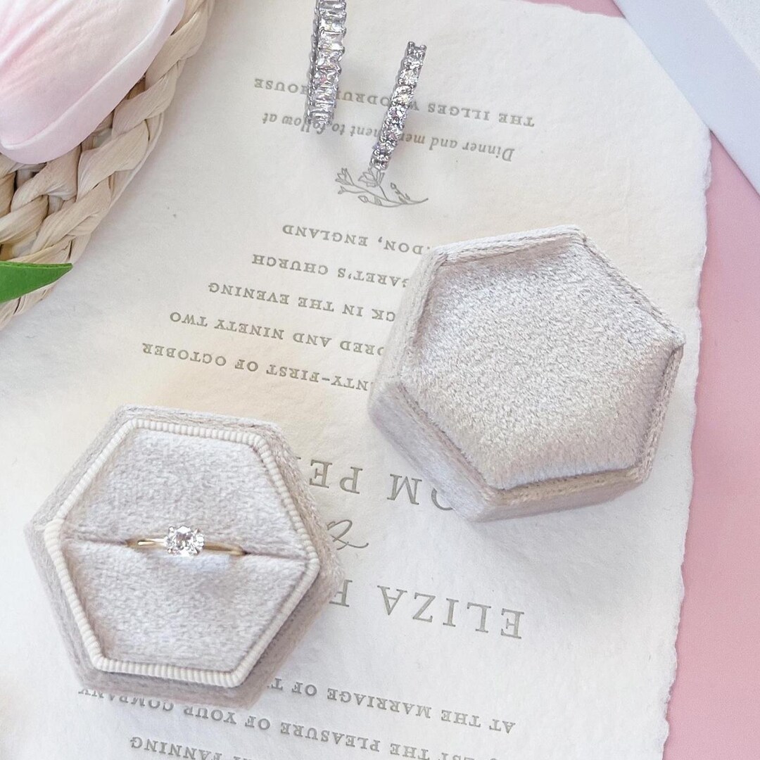 Velvet Hexagon Ring Box: Handmade Italian Wedding Ring Case - Etsy