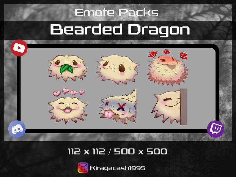 Beardie Twitch Emote, Bearded Dragon, Subscriber Twitch Emote, Discord ...