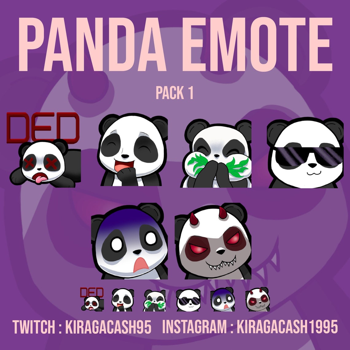 Panda Twitch Emote Pack 1 Etsy