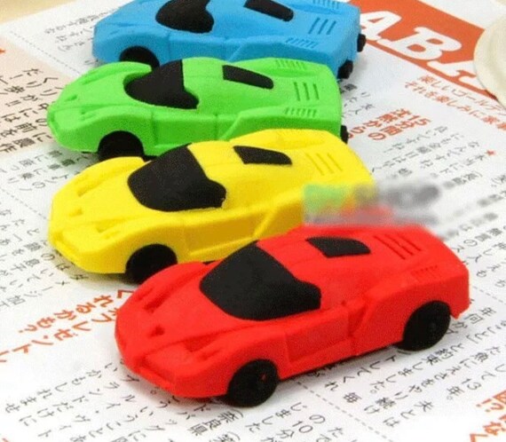 2x novelty removable race car erasers party bags gift kids | Etsy