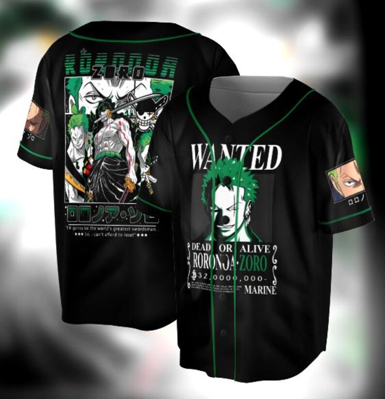 Roronoa Zoro One Piece Anime Jersey, Zoro Manga Shirt, Straw Hat ...