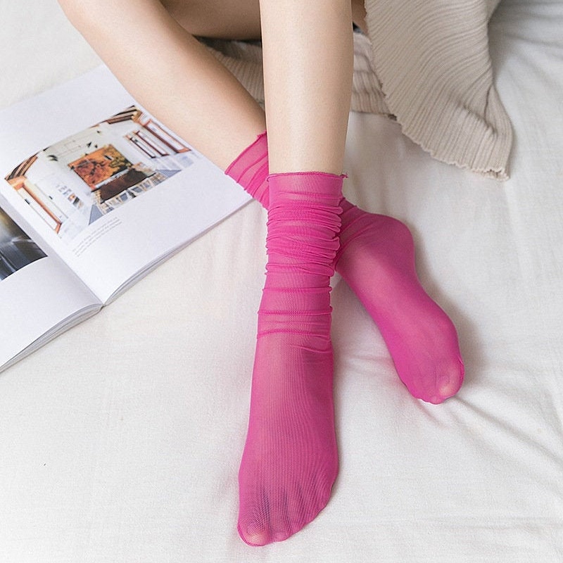 Pink Slouch Sock Women - Etsy