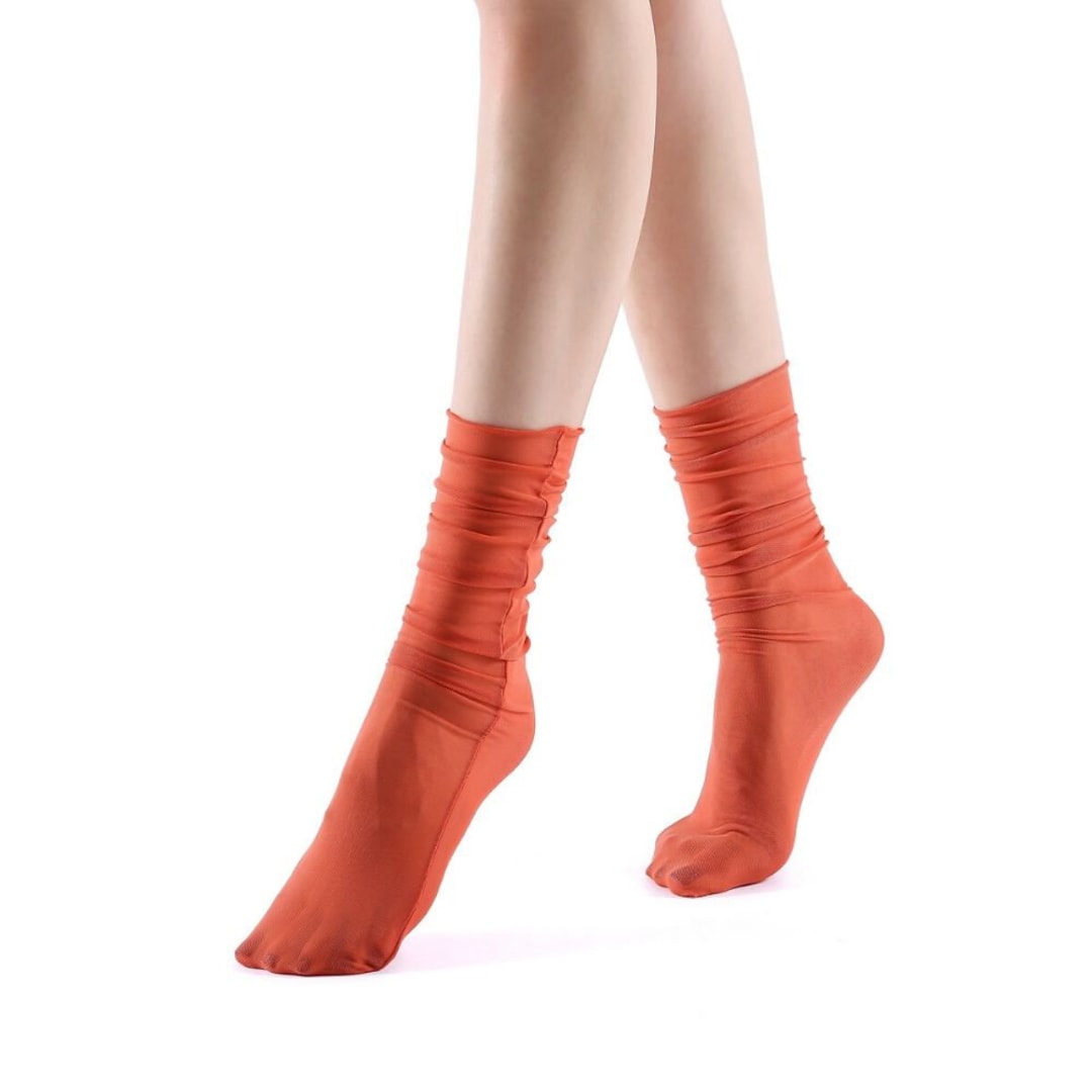 Neverminder Slouch Sheer Crew Sock | Orange - Etsy