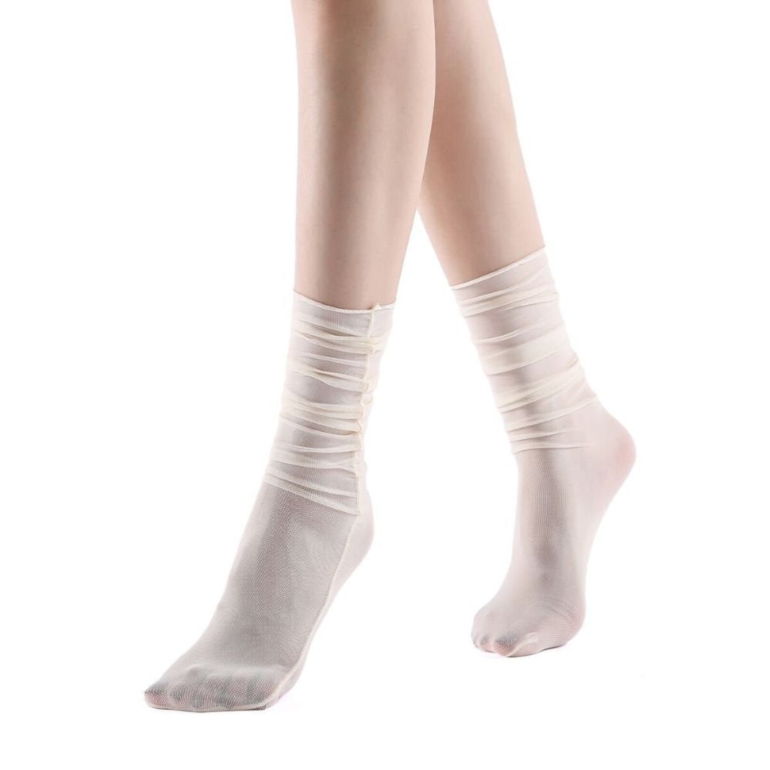 Neverminder Slouch Sheer Crew Sock | Off-white - Etsy