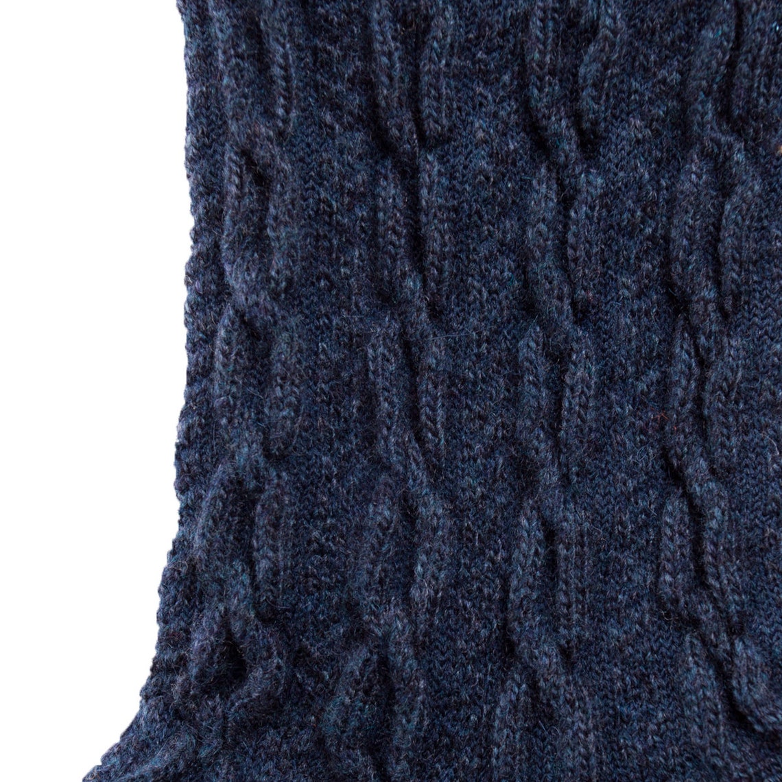 Bella Cable Knit Wool Crew Sock Navy Blue | Etsy