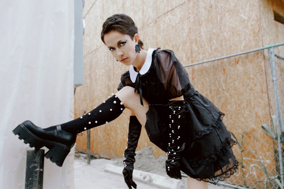 Naomi Pearl Stud Embellished Knee-high Sock Black - Etsy