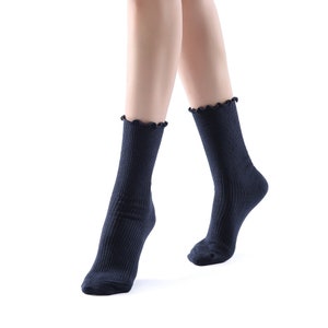 Navy Ruffle Crew Socks for Women Princess Lulu Design - Etsy