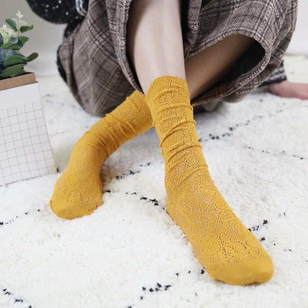 Lola Lace Sock Yellow - Etsy