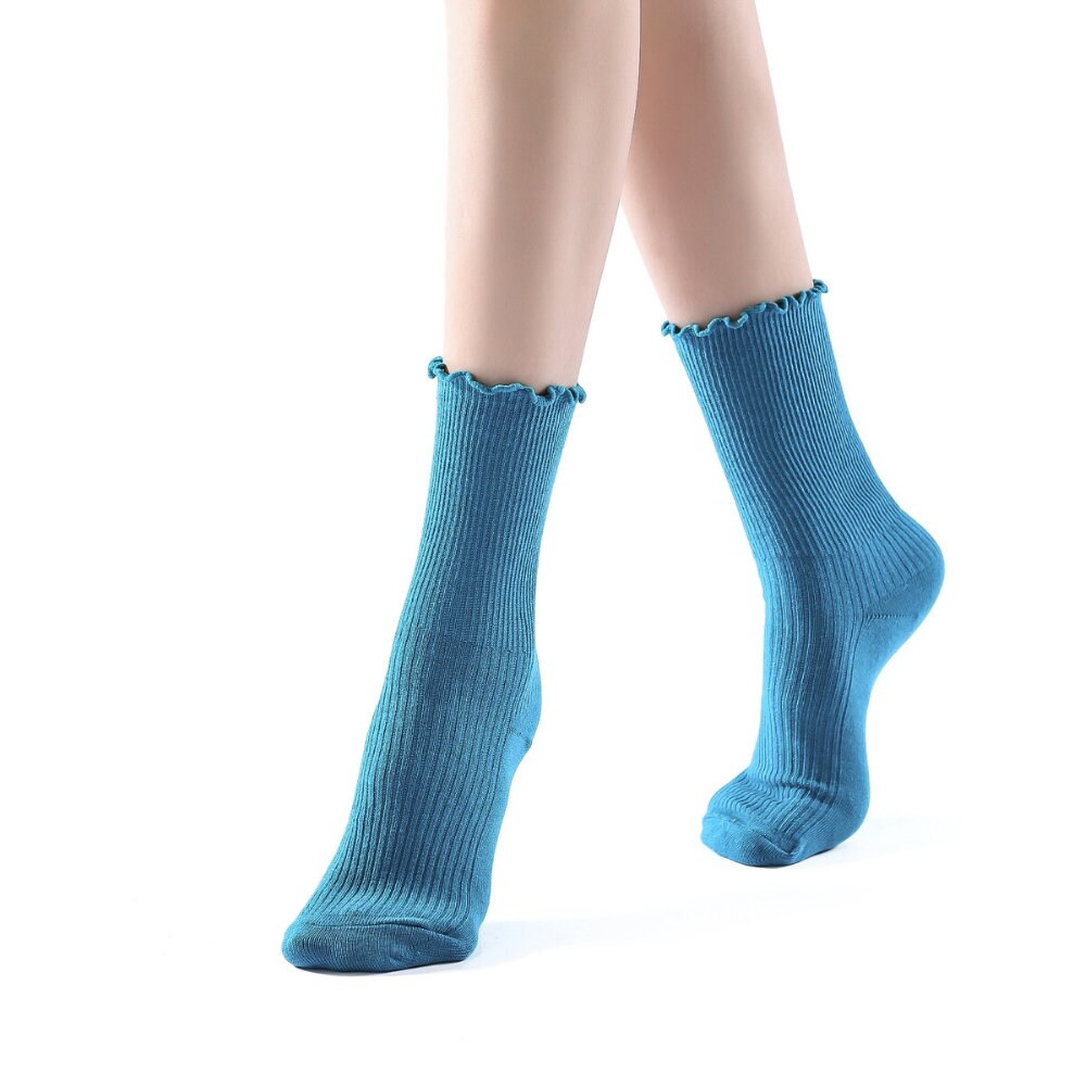 Princess Lulu Ruffle Crew Socks Blue - Etsy