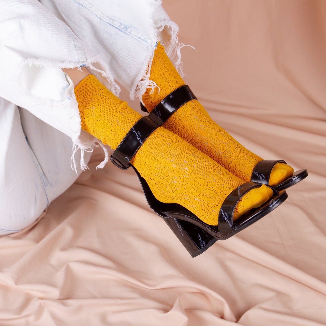 Lola Lace Sock Yellow - Etsy