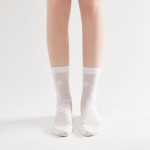 Stella Star Applique Semi-sheer Crew Sock | White - Etsy