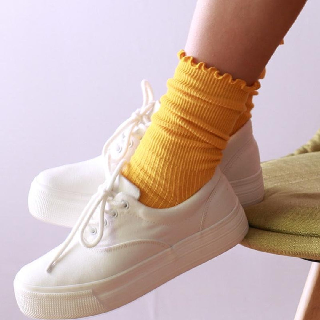 Princess Lulu Ruffle Crew Socks | Yellow - Etsy