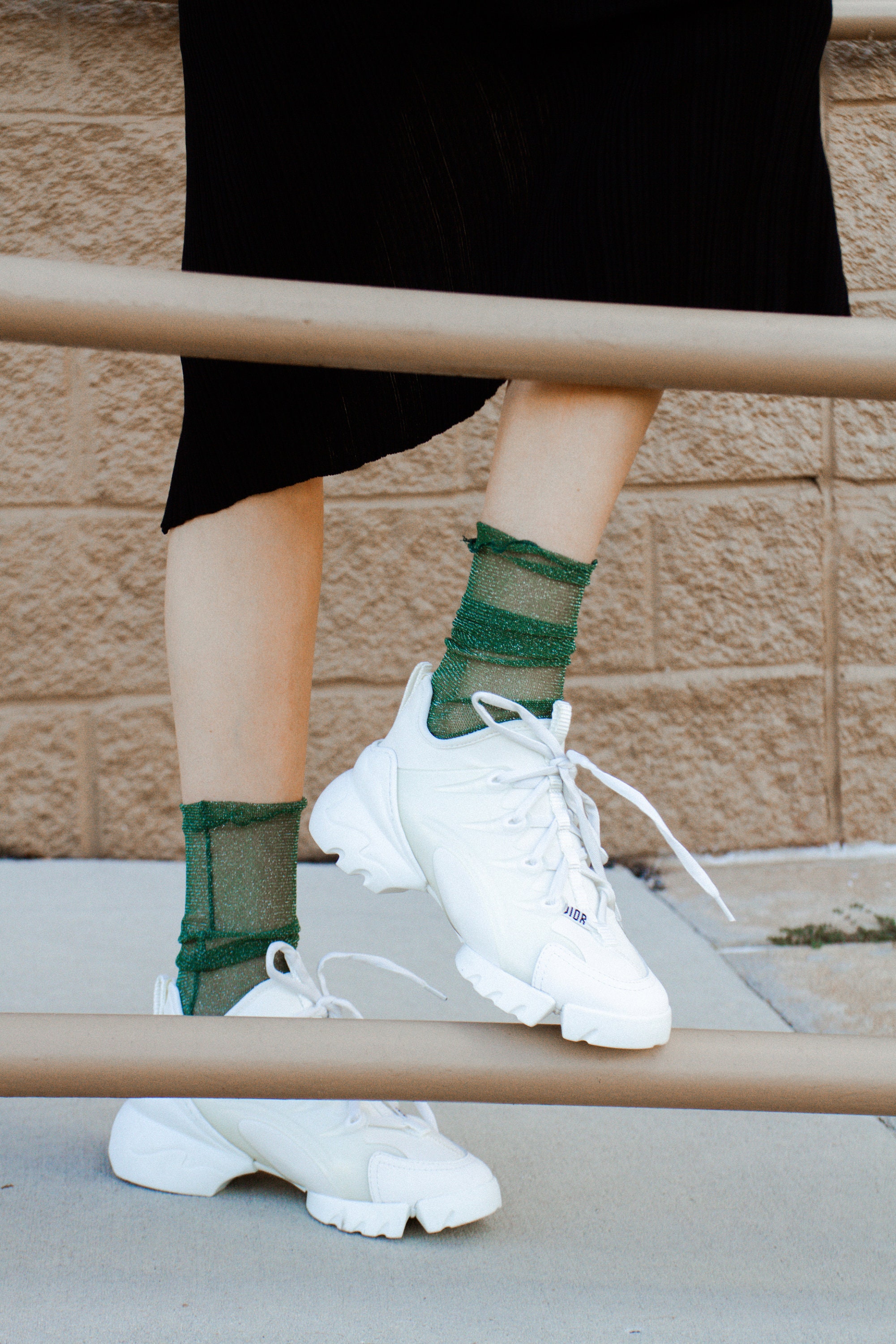 Deep Green Sheer Diamond Crew Sock | Etsy