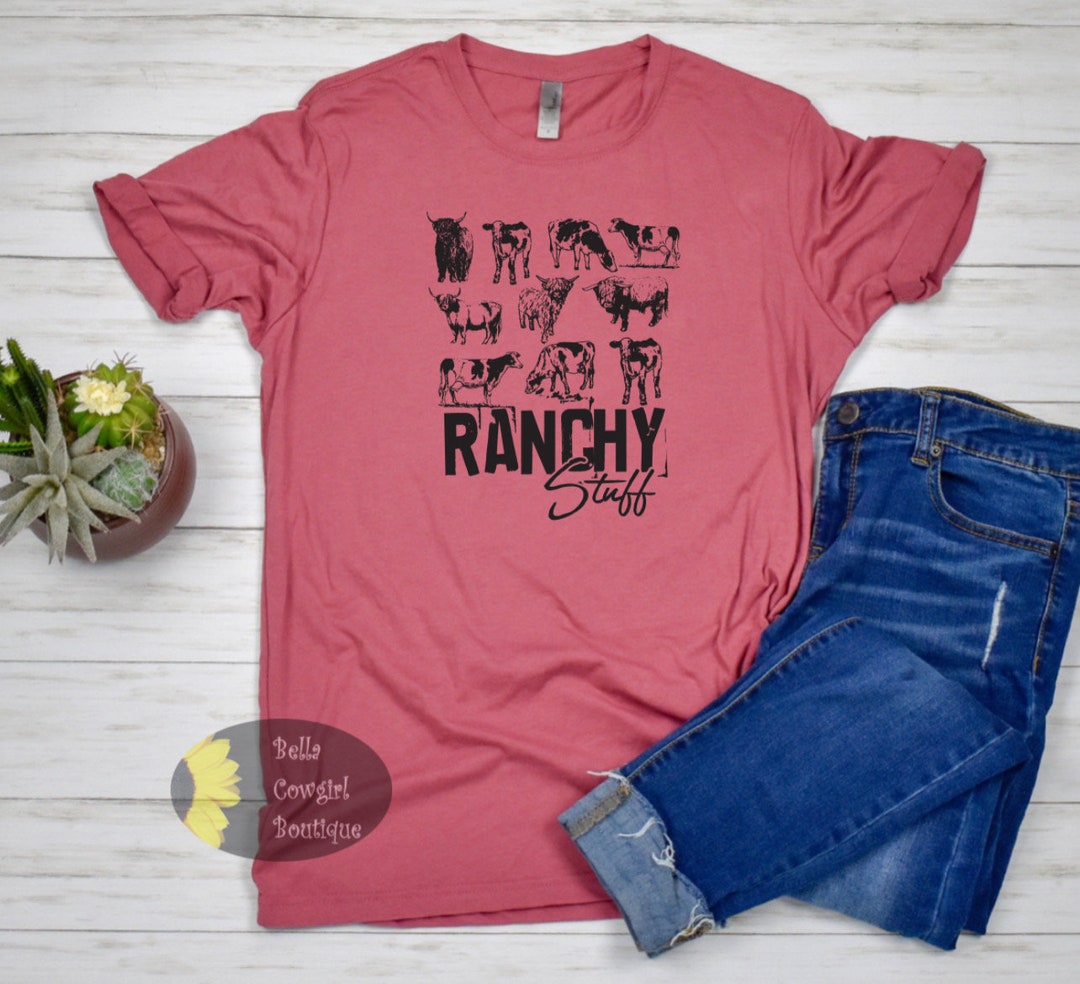 Ranchy Stuff Cow Western T-shirt - Etsy
