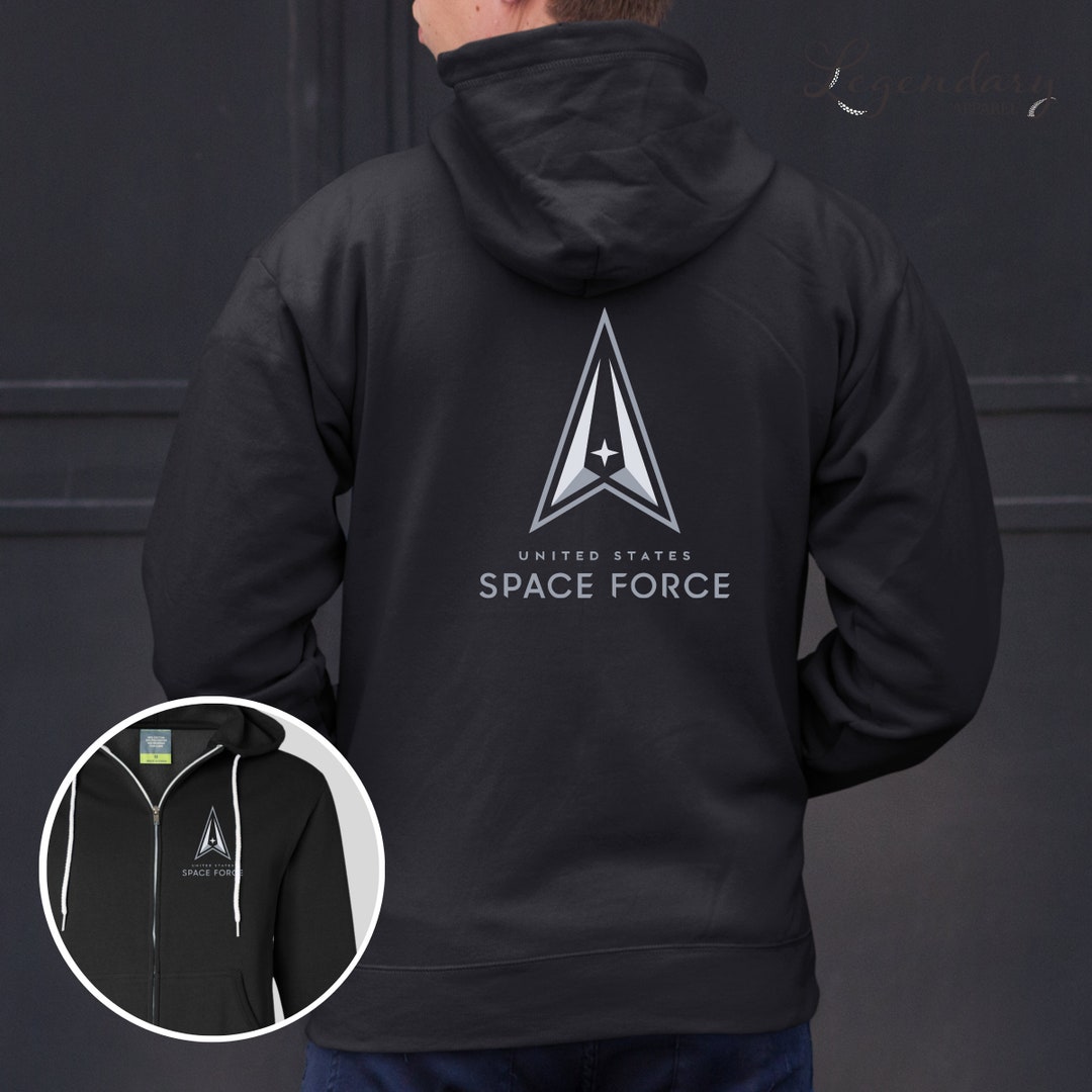 Space Force Zip up Hoodie Front Left Chest and Back Design, USSF Full ...