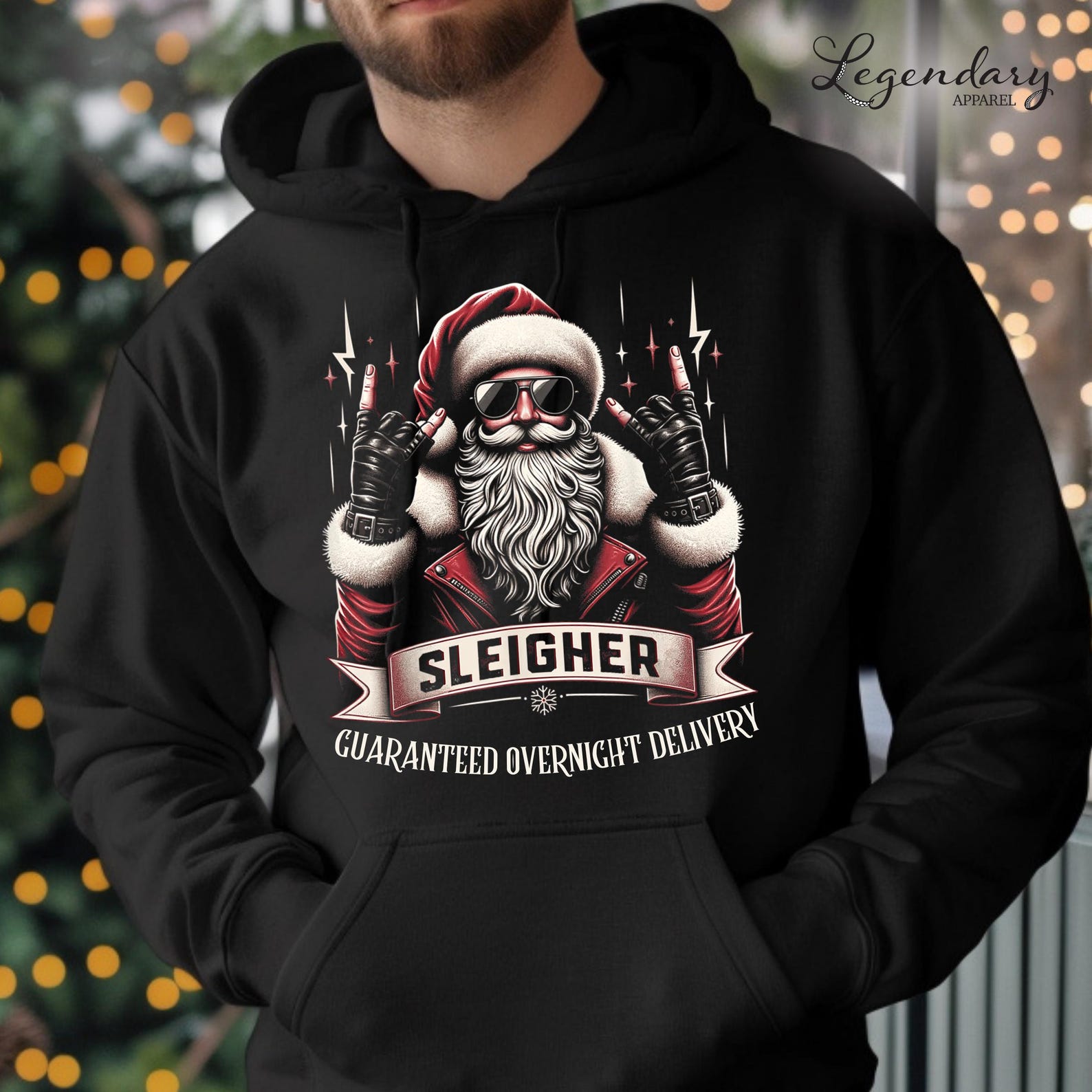 Santa Sleigher Overnight Delivery Shirt Rock N Roll Santa Christmas ...