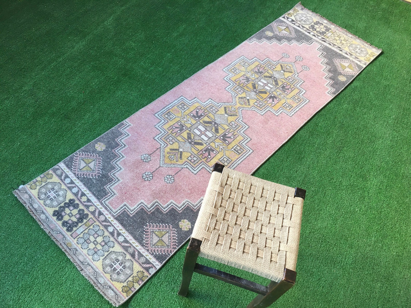 Small Runner Rugsmall Pink Grey Kitchen Runner Rugbohemian - Etsy