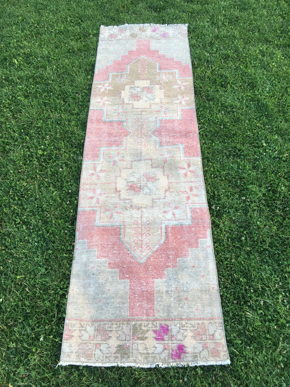 Small Runner RugSmall Pink Grey Kitchen Runner RugBohemian | Etsy