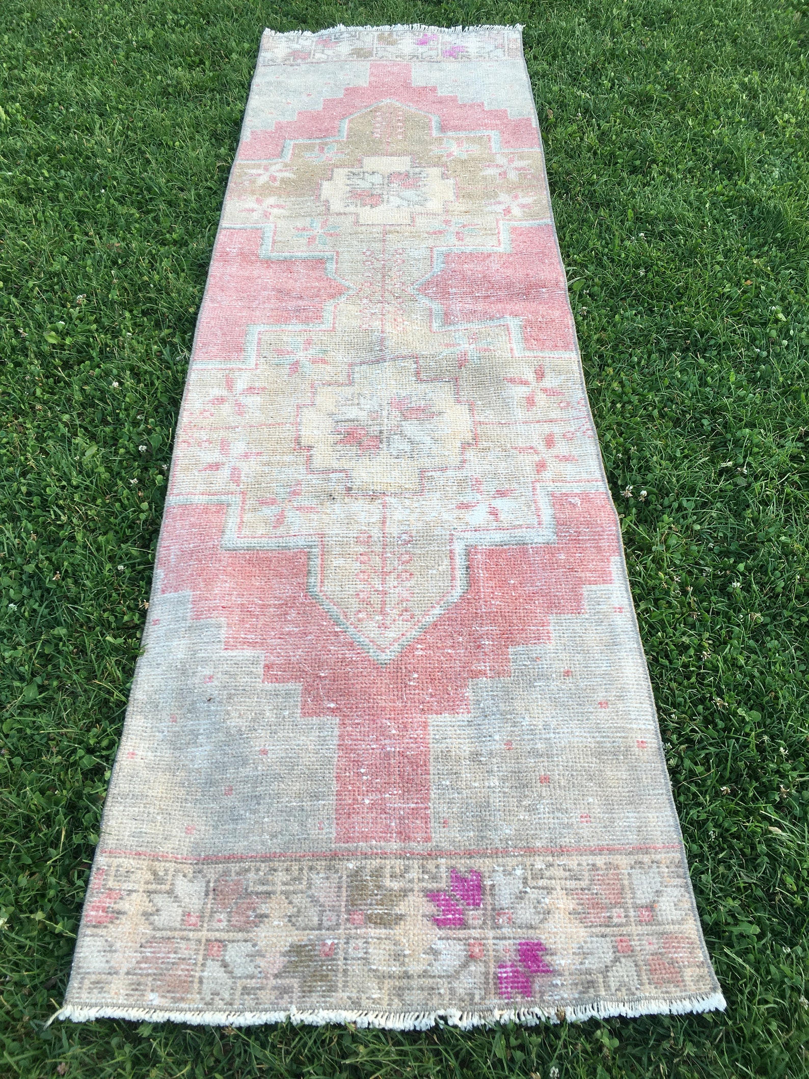 Small Runner RugSmall Pink Grey Kitchen Runner RugBohemian | Etsy