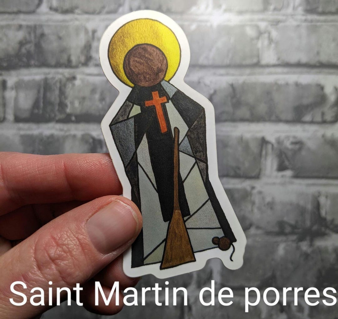 Saint Martin De Porres, Matte Vinyl Catholic Saint Sticker, Abstract ...
