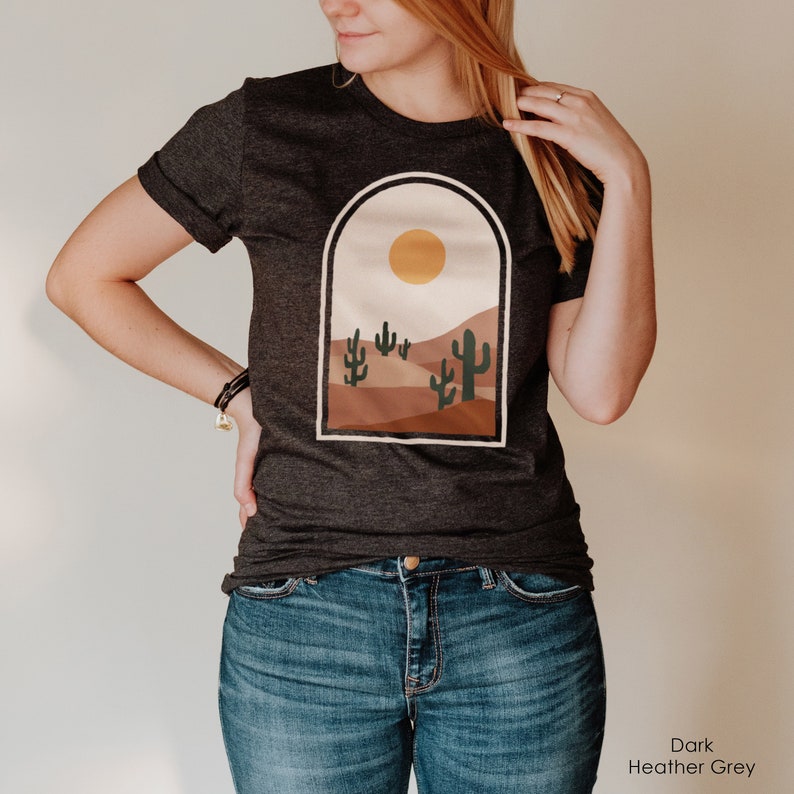 Modern Desert Landscape Graphic Shirt for Women | Boho Abstract ...