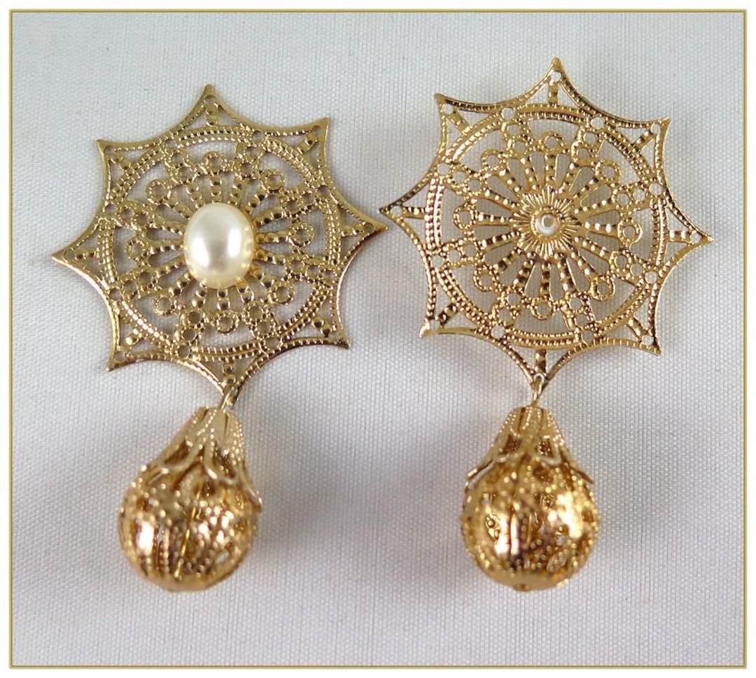 Gold Filigree With Pearl Embellishment Adornment, 18 Total Pieces - Etsy