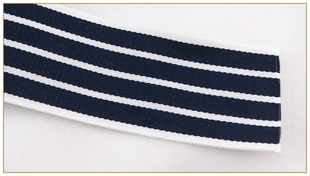 Navy Blue & White Stripe Grosgrain Ribbon, 1 1/2 Wide, 5 Continuous ...