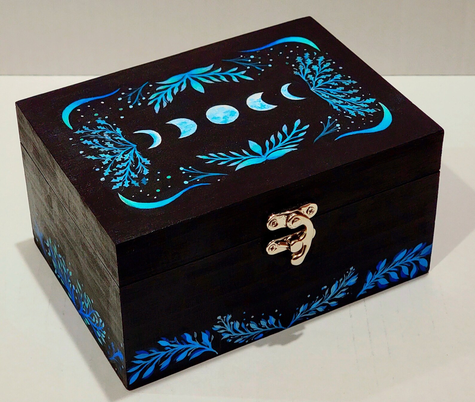 Wooden Trinket Box, Wooden Box, Hand Painted Jewelry Box, Trinket Box ...