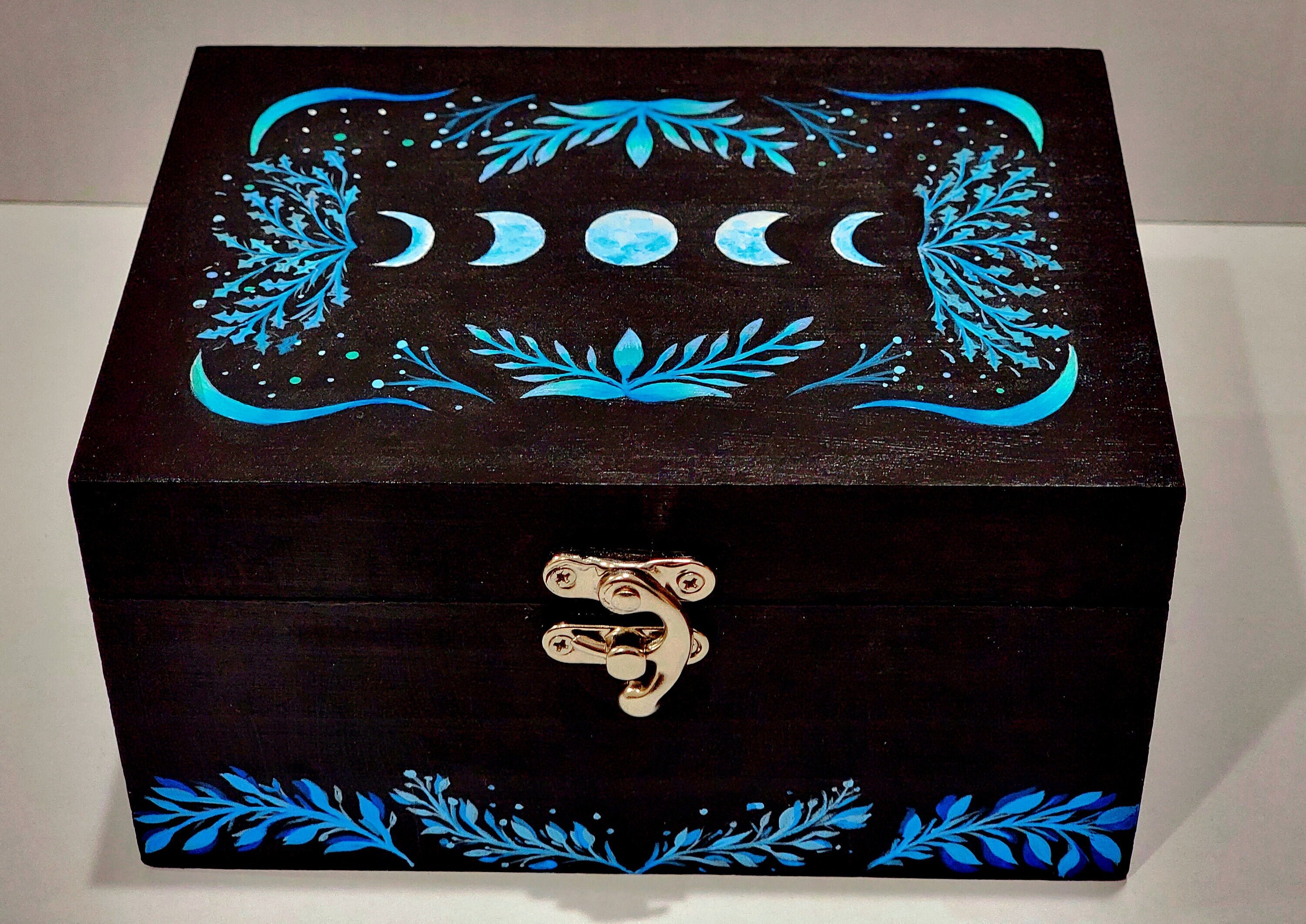 Wooden Trinket Box, Wooden Box, Hand Painted Jewelry Box, Trinket Box ...